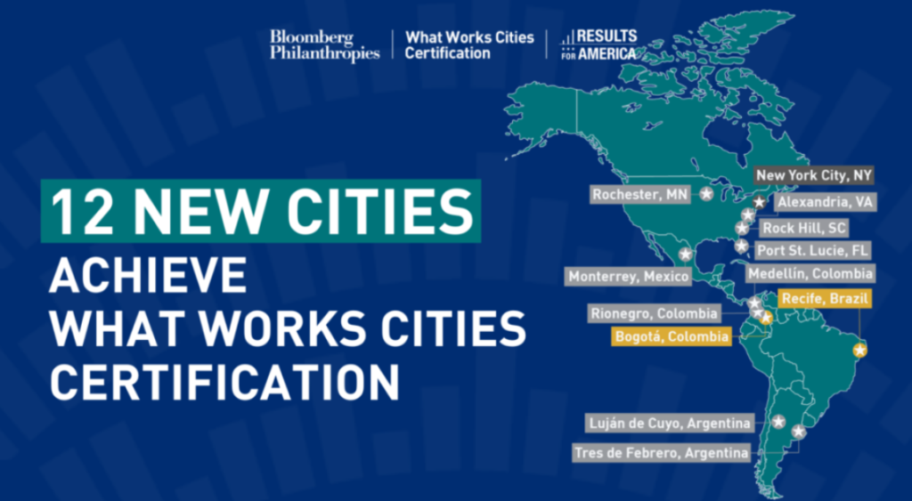 12 ciudades premiadas con la certificación What Works Cities